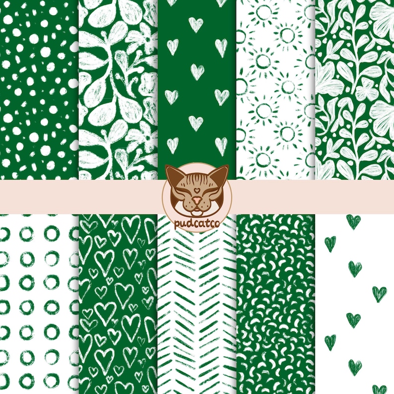 42 Simple Textured Seamless Digital Papers, Printable Forest Green ...