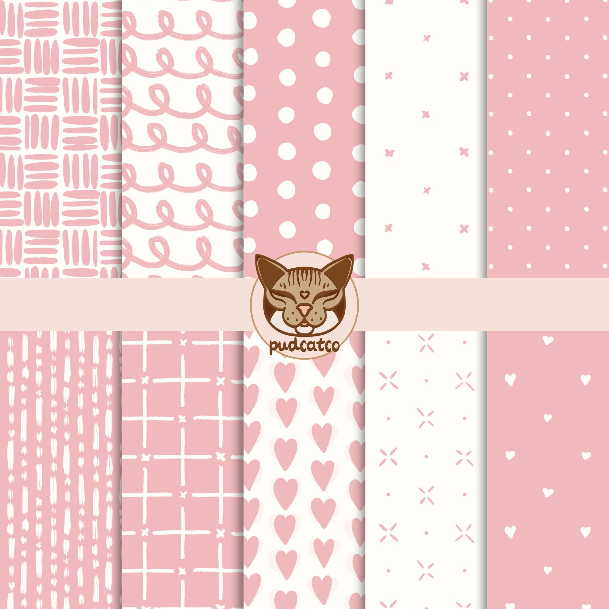 106 Simple Seamless Digital Paper Bundle, Printable Pastel Pink and ...