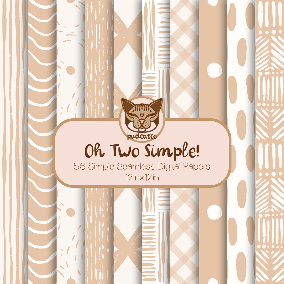 56 Simple Seamless Digital Papers, Printable Beige and White Repeating ...