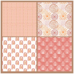 20 Hand-drawn Boho Inspired Designs, Peach and Pink Seamless Digital ...