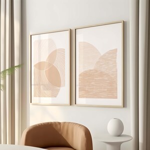 16 Hand-drawn Beige Wall Art Prints, Lines and Texture, Neutral Home ...