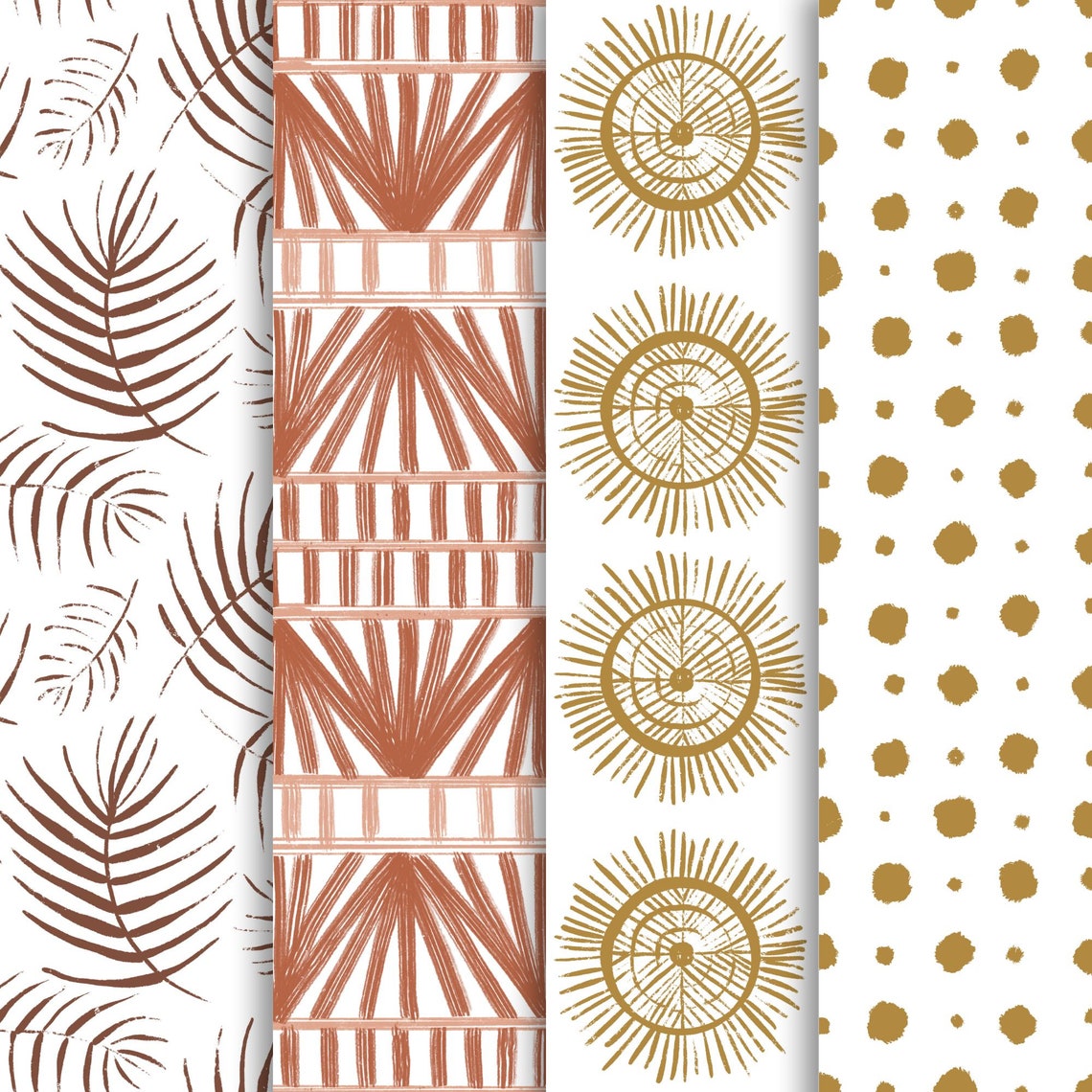 32 Hand-drawn Island Boho Designs, Earth Toned Seamless Digital Paper ...