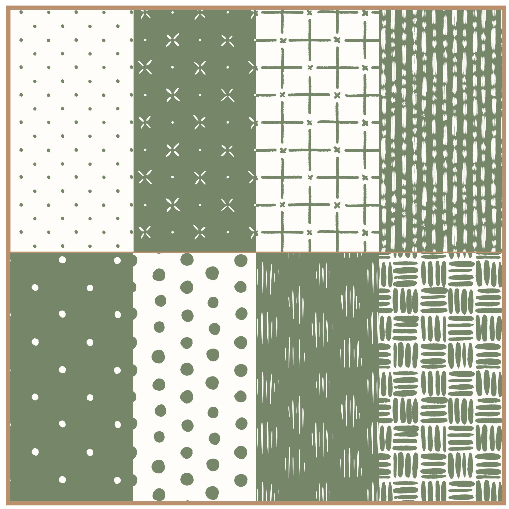 50 Seamless Digital Papers, Simple Sage and White Repeating Patterns ...