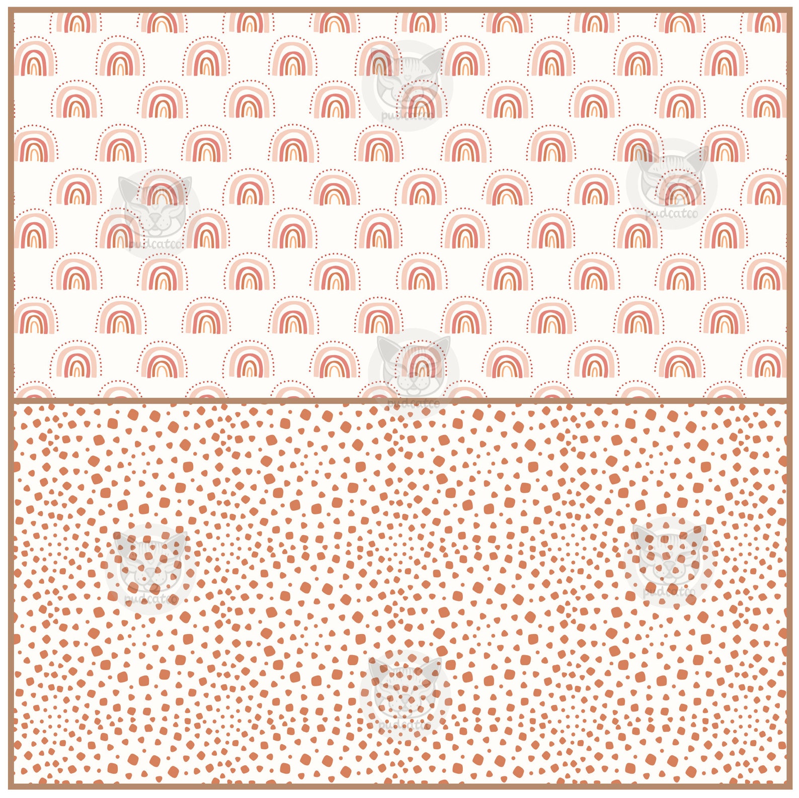 20 Hand-drawn Boho Inspired Designs, Peach and Pink Seamless Digital ...