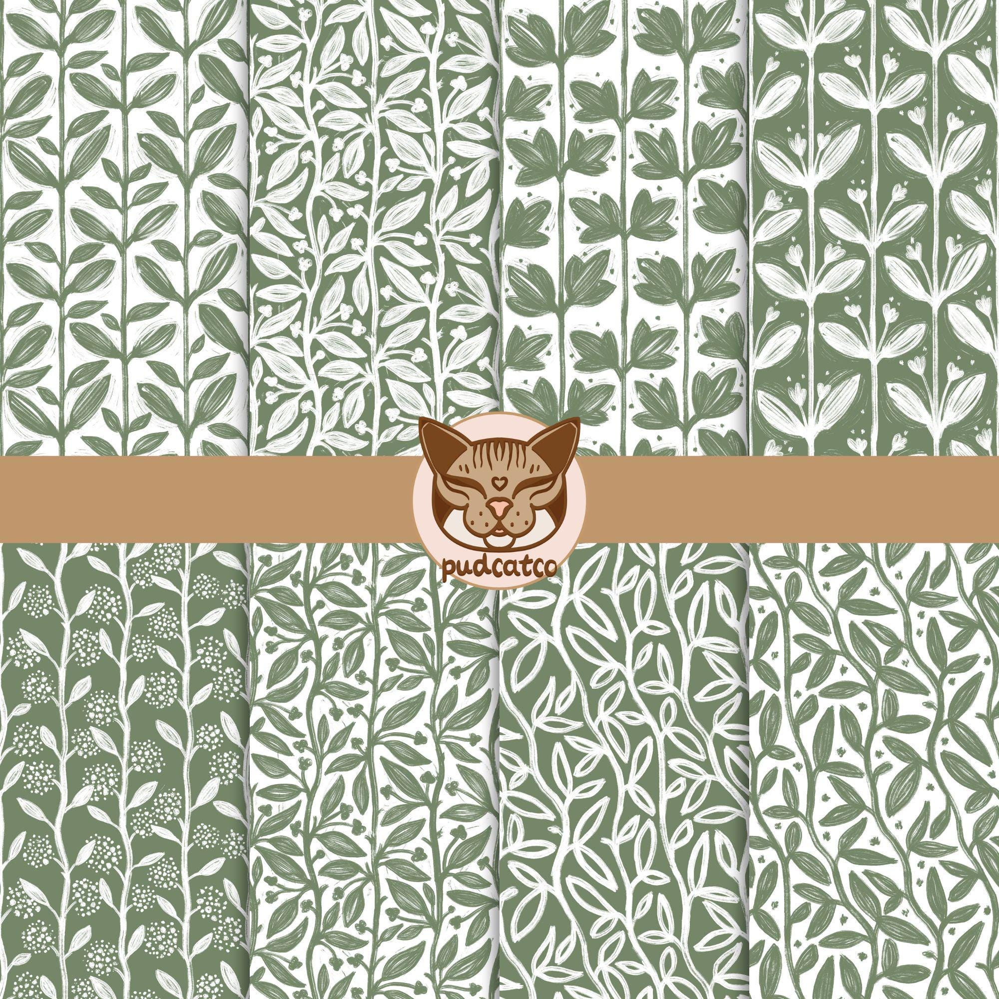 Pretty Textured Vine Designs, 40 Seamless Digital Papers, Printable ...