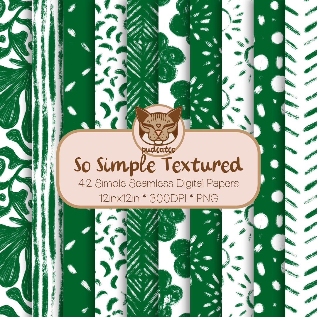 42 Simple Textured Seamless Digital Papers, Printable Forest Green ...