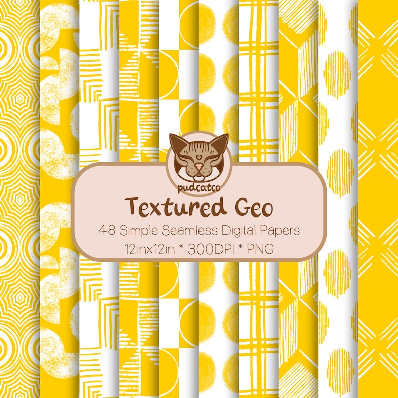 Textured Geometric Designs, 48 Seamless Digital Papers, Printable ...