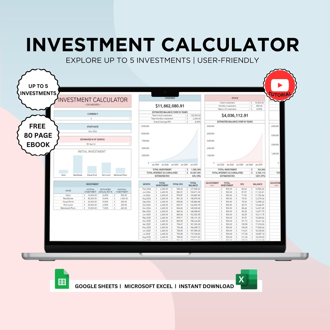 Investment Tracker, Google Sheets, Excel Spreadsheet, Investment ...