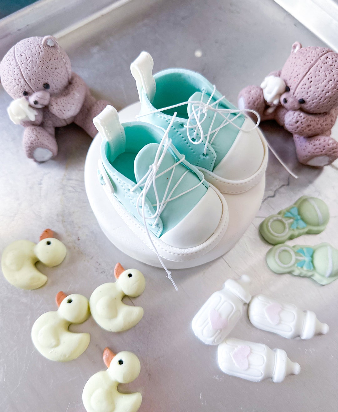 Edible Cake Topper Baby Bootie Baby Shower Cake Decor Birthday Cake ...