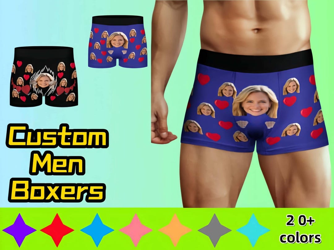 Personalized Photo Boxer, Custom Men Boxer Briefs, Personalized Face ...