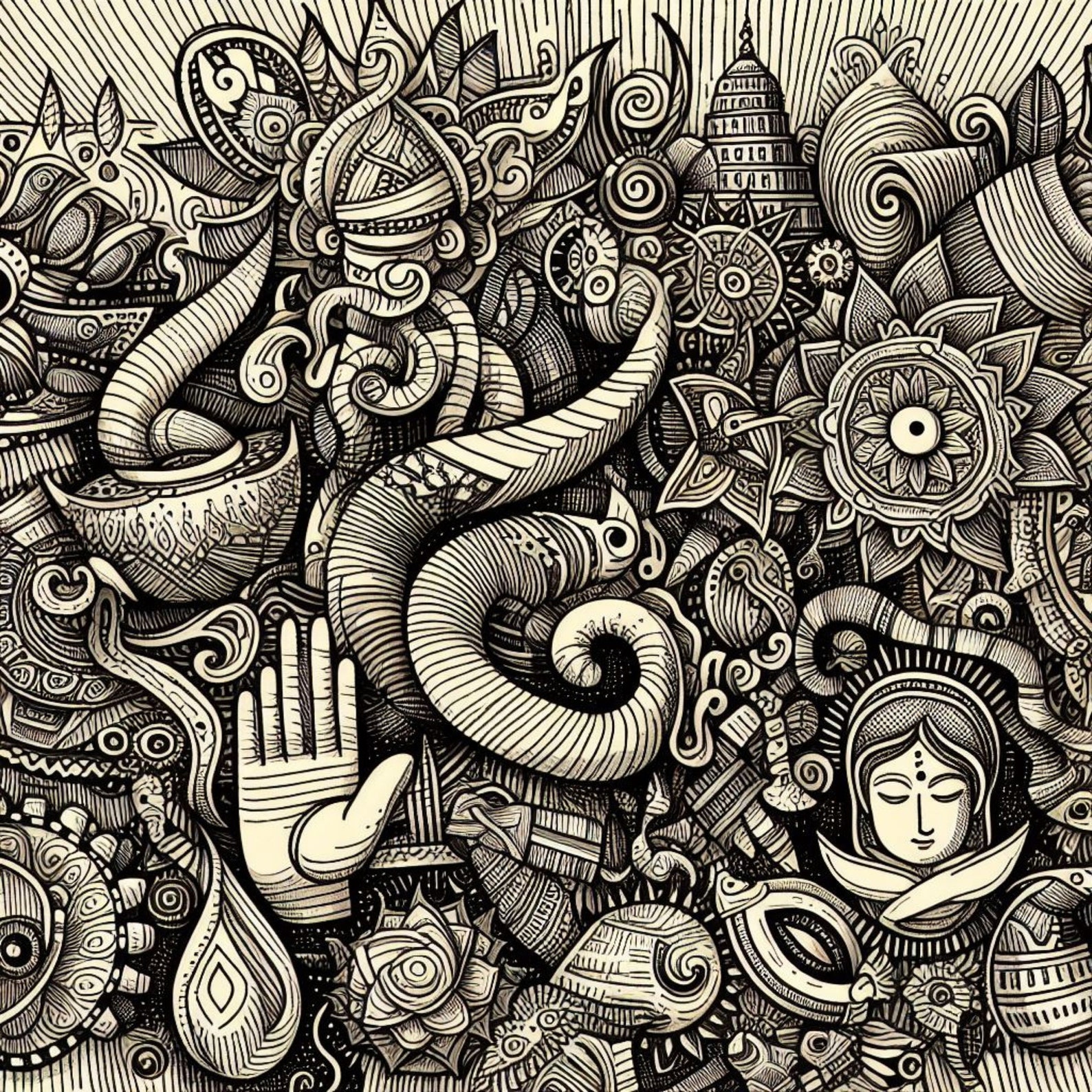 Modern Hindu Doodles - Etsy