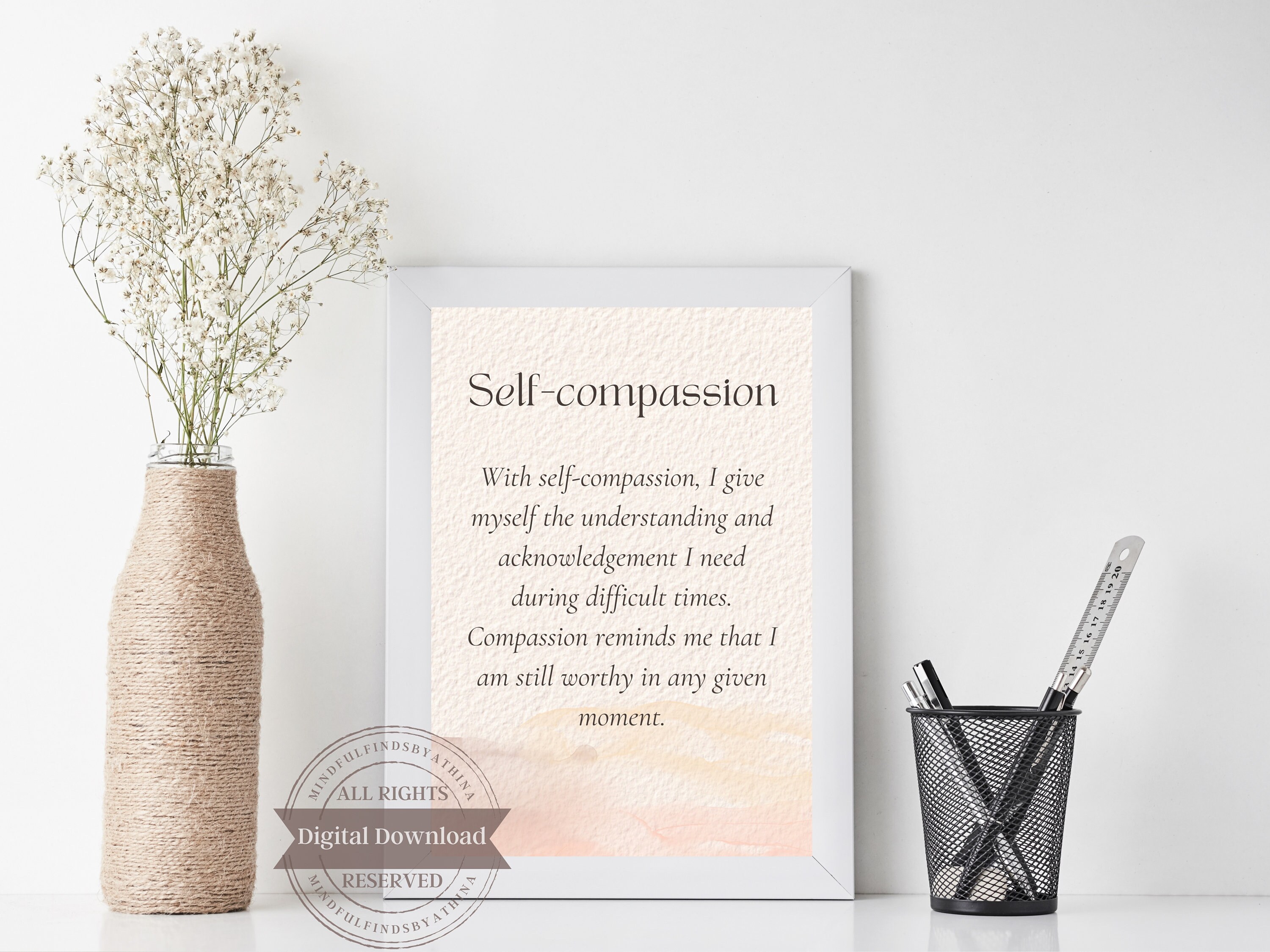 Self-compassion Wall Art Printable, Instant Download, Mental Health ...