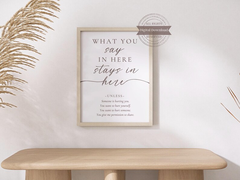 Confidentiality Agreement Poster Therapy Office Poster Print Safe Space ...