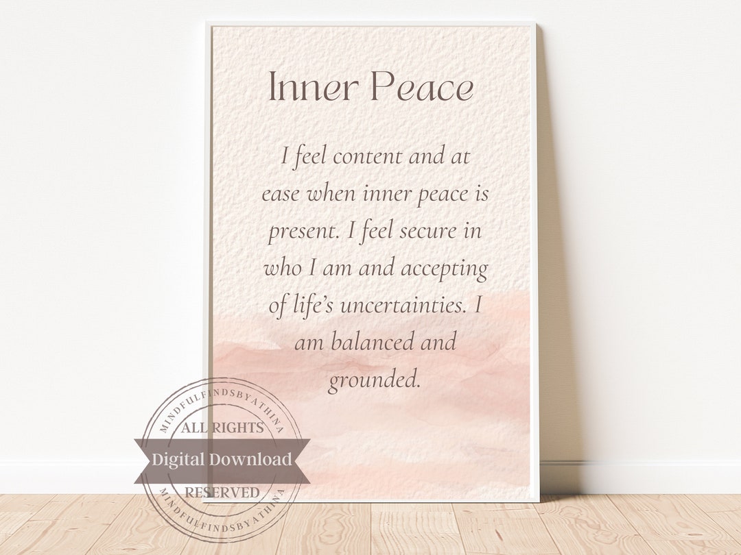 Inner Peace Definition Wall Print | Mental Health Print | Digital ...