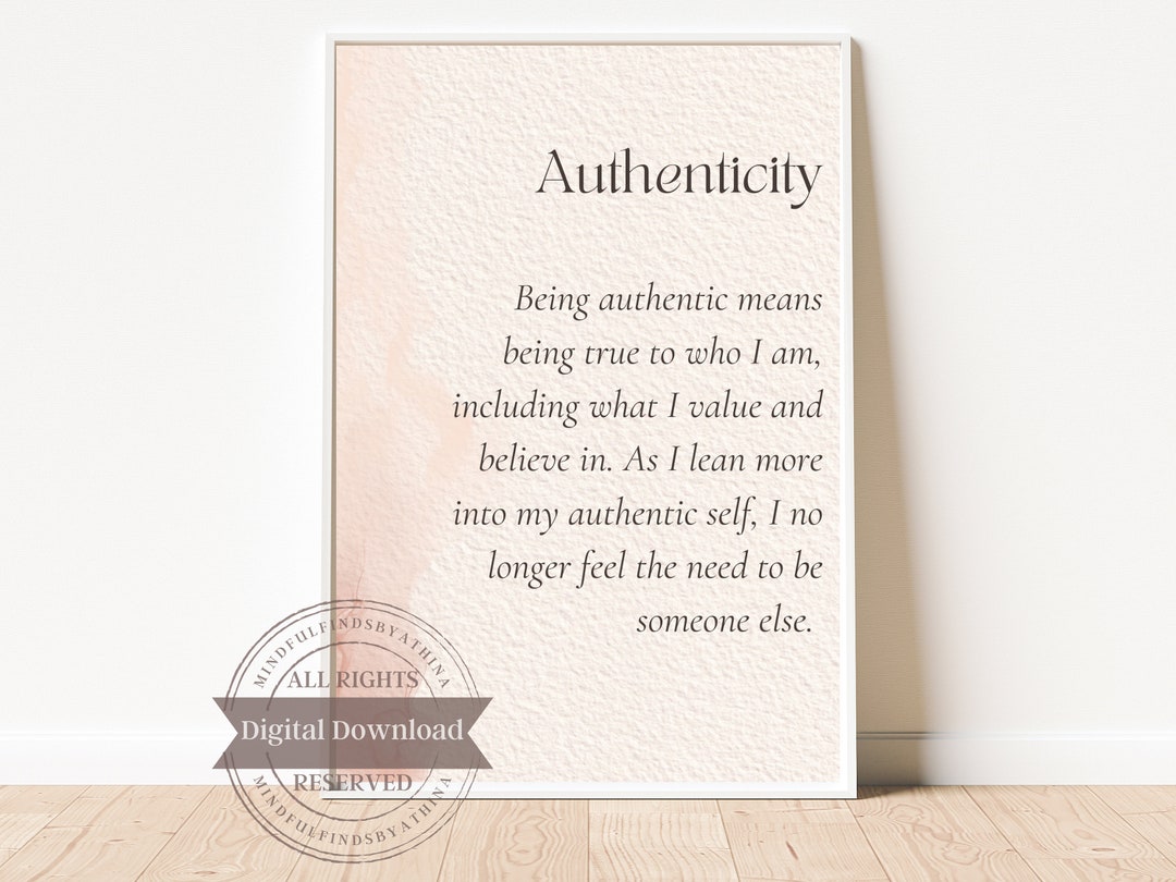 Authenticity Definition Wall Art | Mental Health Printable | Positive ...