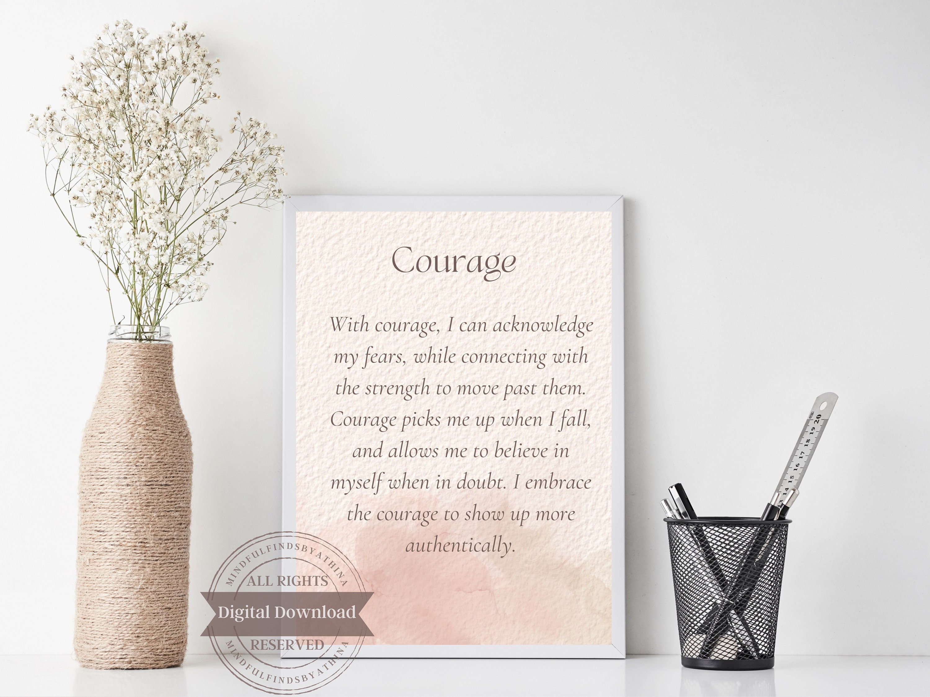 Courage Definition Wall Art | Printable | Digital Download | Mental ...