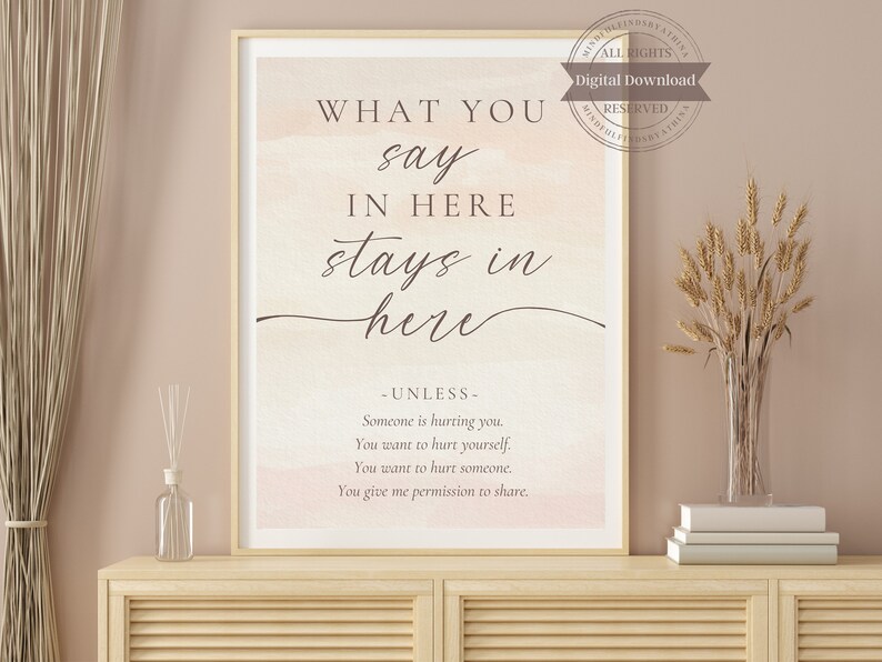 Confidentiality Poster Printable| What You Say Stays in Here |digital ...