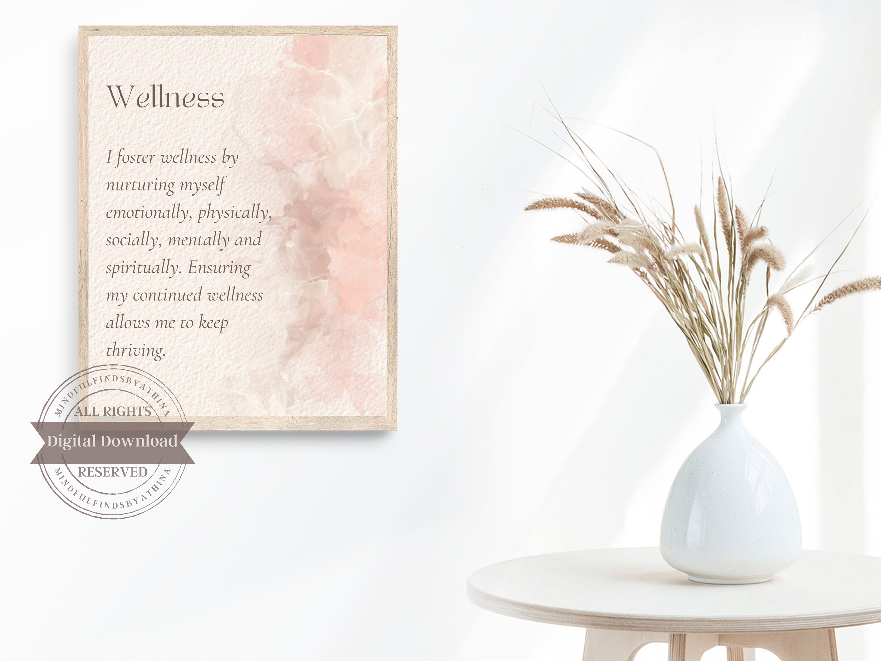 Wellness Definition Wall Art Printable | Instant Digital Download ...
