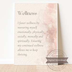 Wellness Definition Wall Art Printable | Instant Digital Download ...