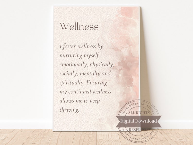 Wellness Definition Wall Art Printable | Instant Digital Download ...