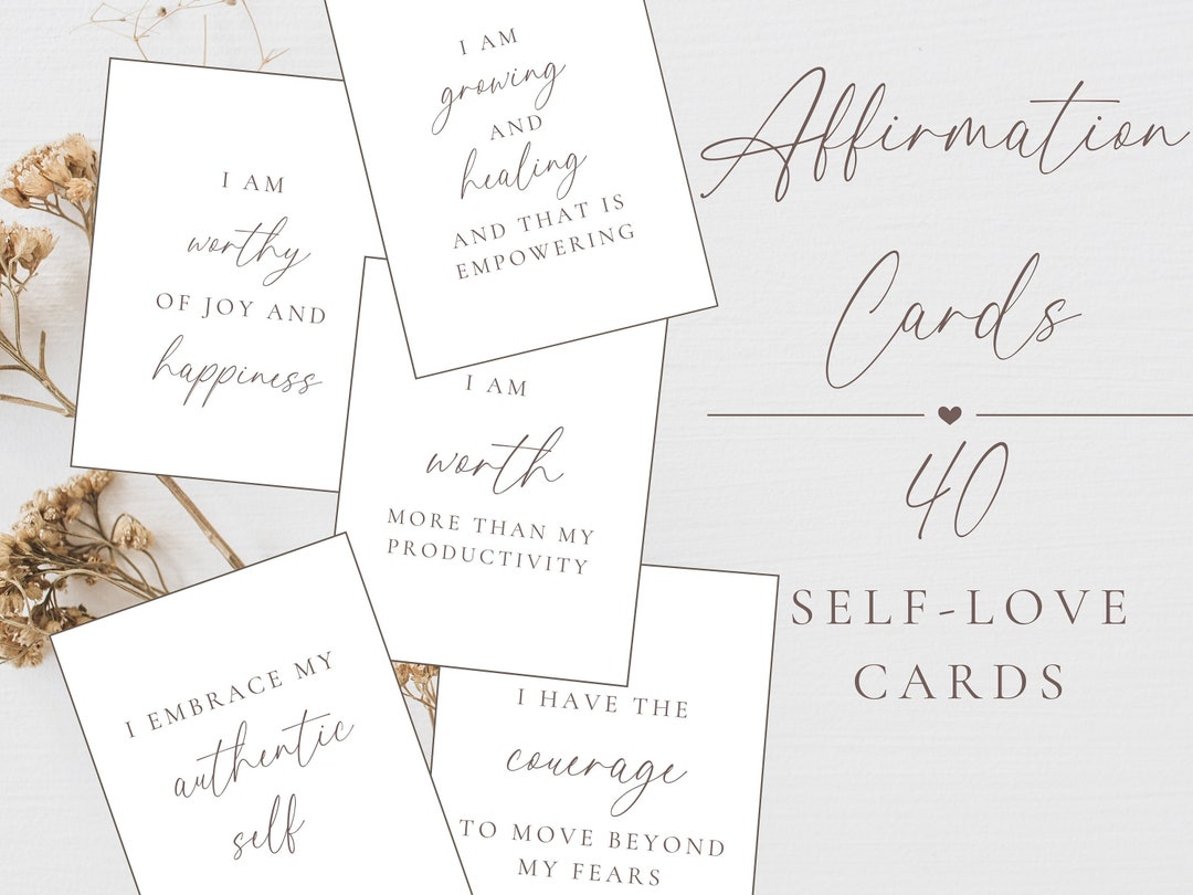 Self Love Affirmations 40 Printable Affirmation Cards Minimalist Design ...