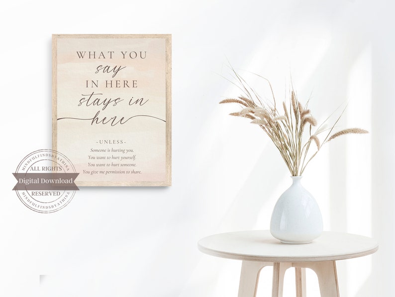 Confidentiality Poster Printable| What You Say Stays in Here |digital ...