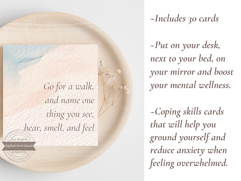 Printable Coping Skills Cards for Adults, Instant Digital Download ...