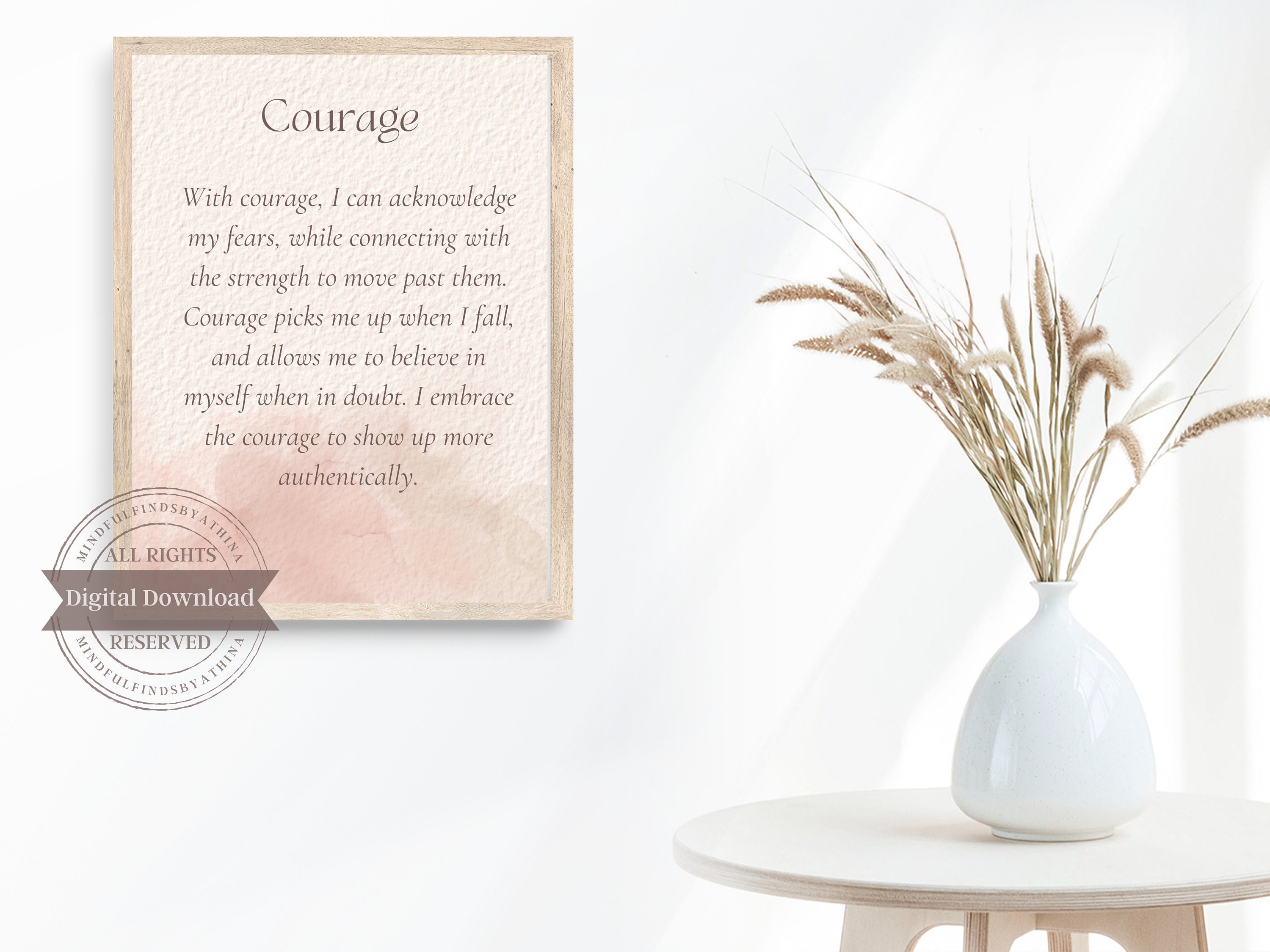 Courage Definition Wall Art | Printable | Digital Download | Mental ...