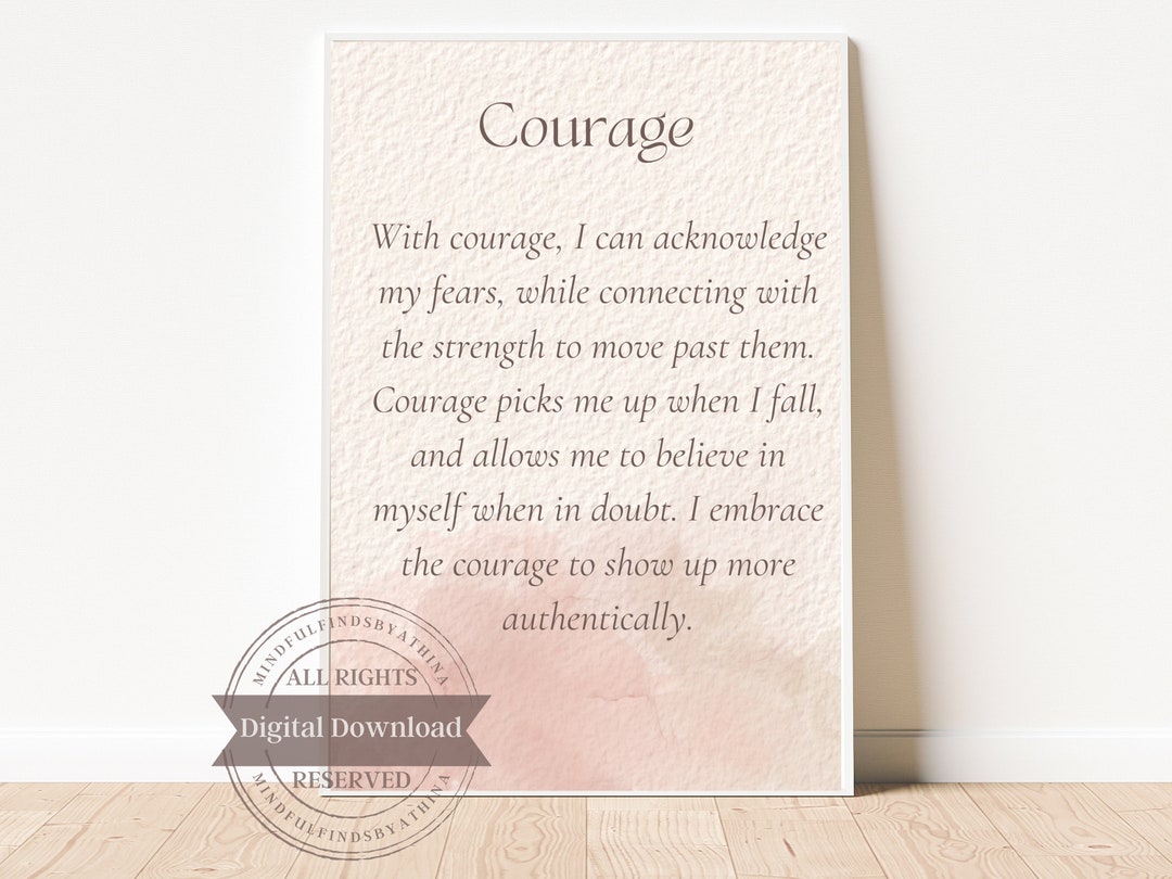 Courage Definition Wall Art | Printable | Digital Download | Mental ...
