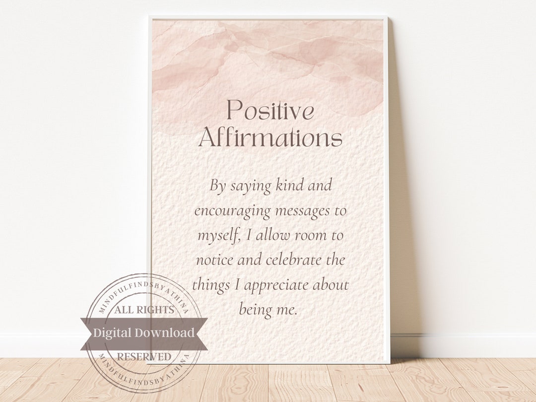 Positive Affirmations Printable Wall Art | Digital Download| Therapy ...