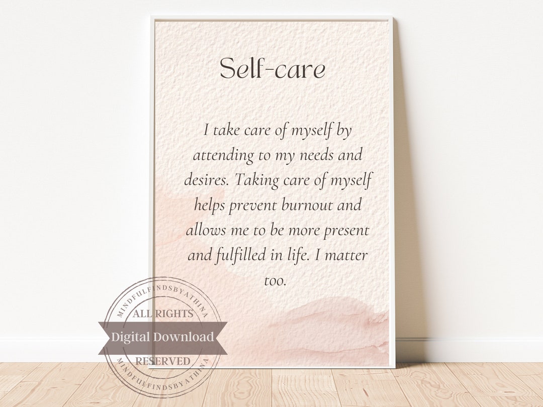 Self-care Wall Art Printable, Instant Download, Mental Health ...