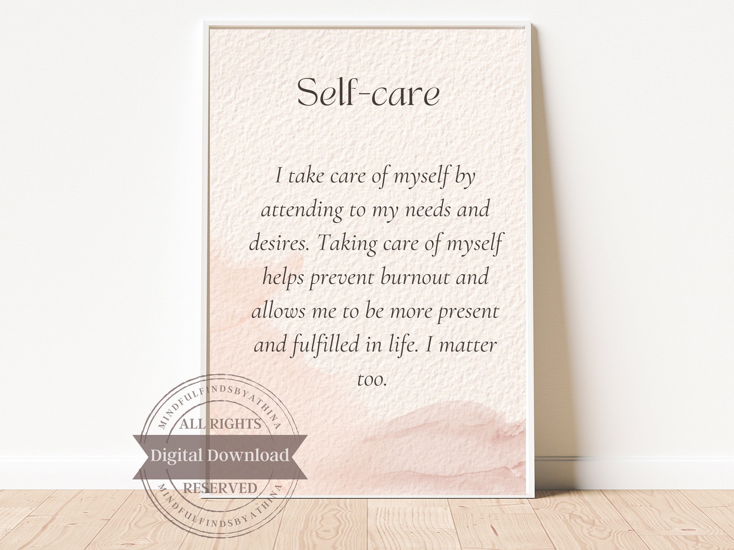 Self-care Wall Art Printable, Instant Download, Mental Health ...