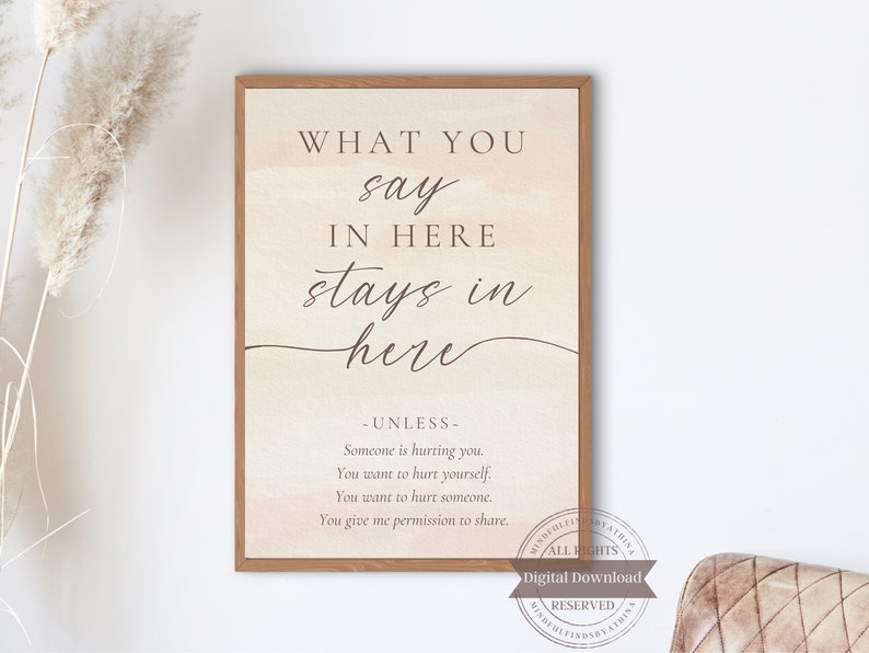 Confidentiality Poster Printable| What You Say Stays in Here |digital ...