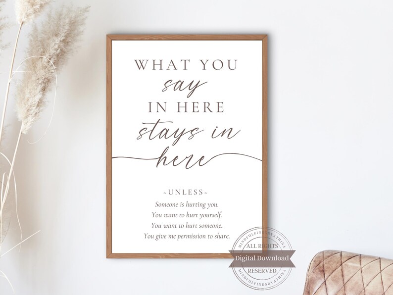 Confidentiality Agreement Poster Therapy Office Poster Print Safe Space ...