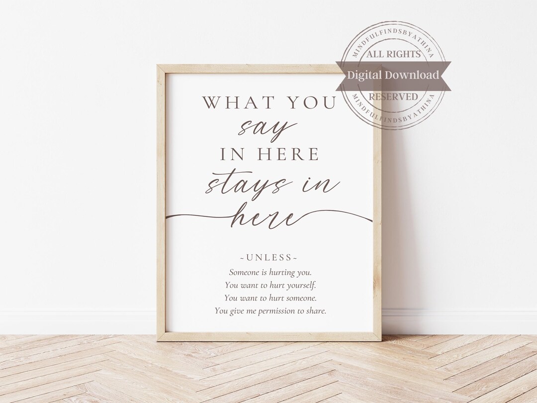 Confidentiality Agreement Poster Therapy Office Poster Print Safe Space ...