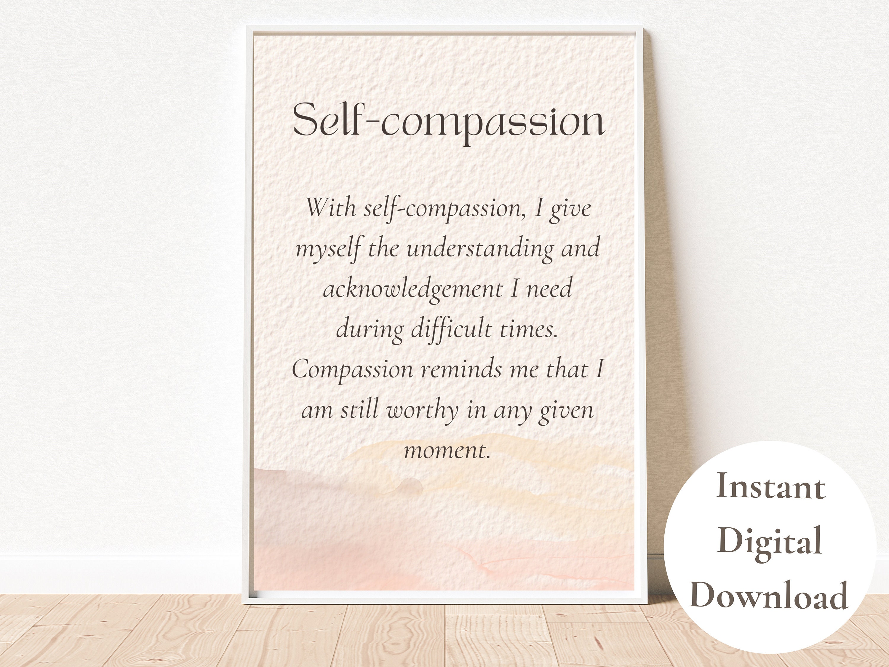 Self-compassion Wall Art Printable, Instant Download, Mental Health ...