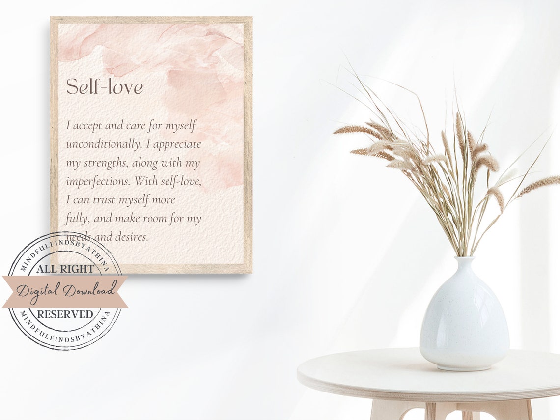Self-love Wall Art Printable, Counselor Office Decor, Mental Health ...
