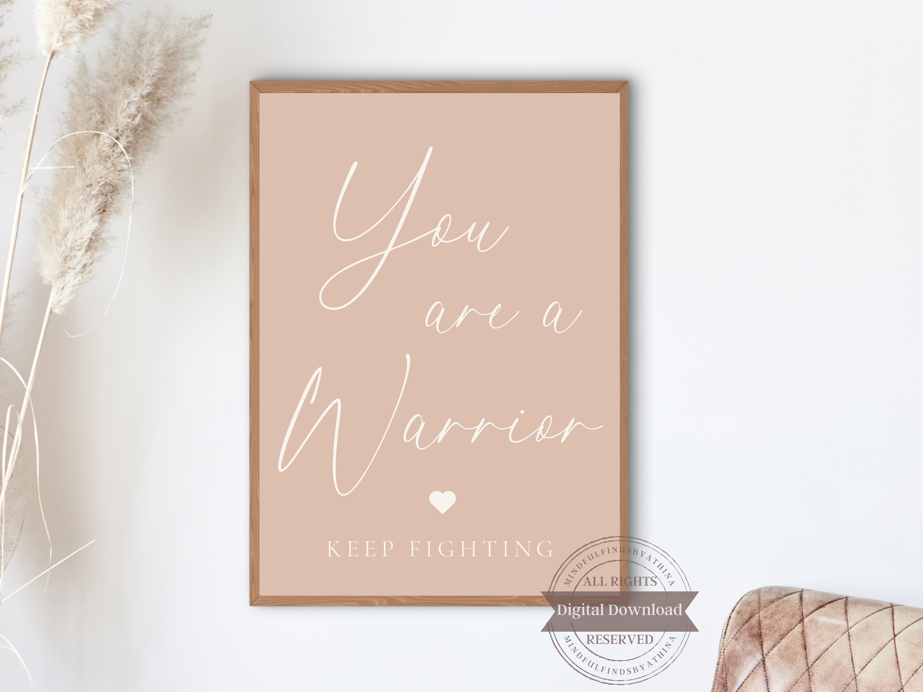 You Are a Warrior Pink Wall Art Printable | Digital Download ...