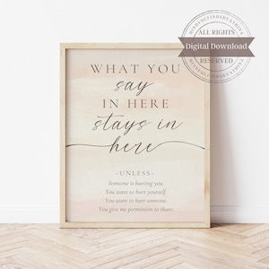 Confidentiality Poster Printable| What You Say Stays in Here |digital ...