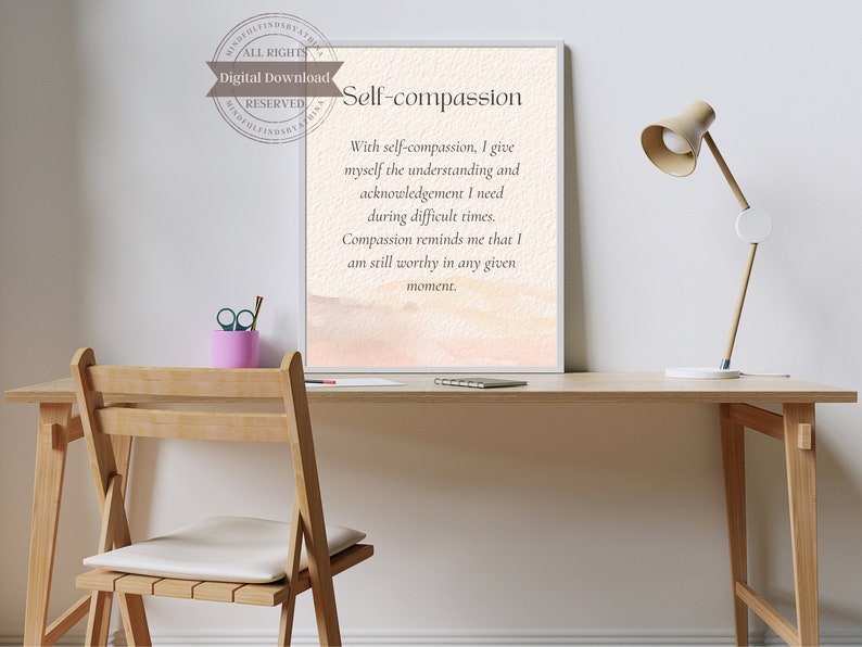 Self-compassion Wall Art Printable, Instant Download, Mental Health ...