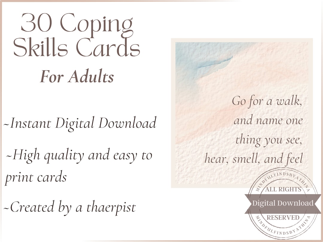 Printable Coping Skills Cards for Adults, Instant Digital Download ...