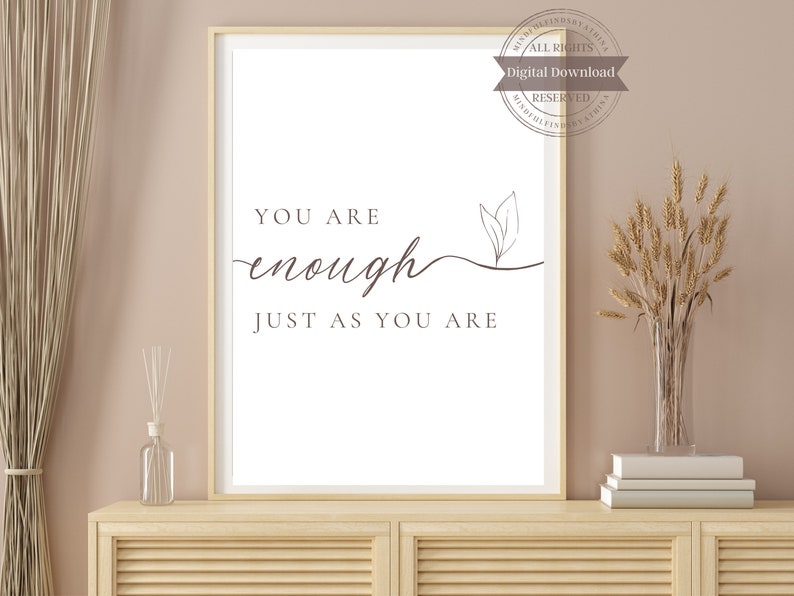 You Are Enough Printable Sign| Minimalist Wall Art| Therapy Office ...