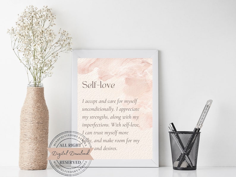 Self-love Wall Art Printable, Counselor Office Decor, Mental Health ...
