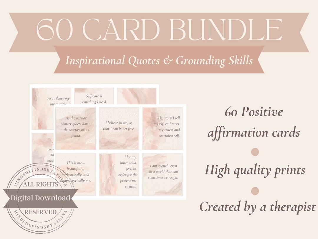 BUNDLE 60 Positive Affirmation Cards Printable Art Motivational ...