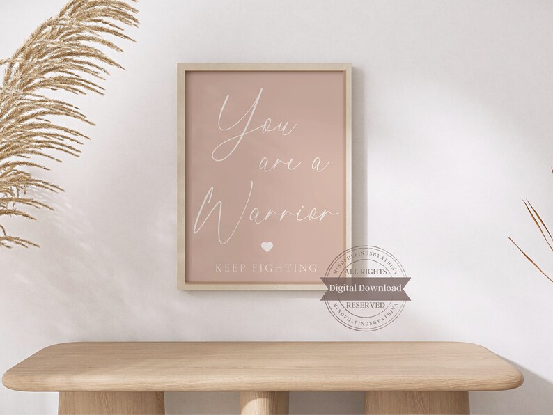 You Are a Warrior Pink Wall Art Printable | Digital Download ...