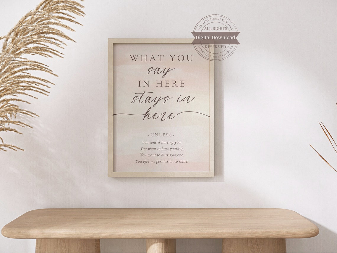 Confidentiality Poster Printable| What You Say Stays in Here |digital ...