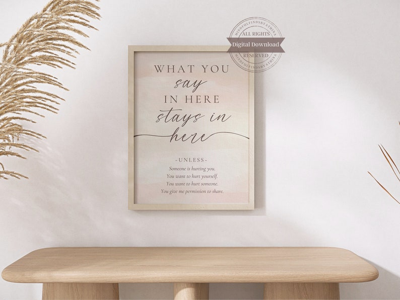 Confidentiality Poster Printable| What You Say Stays in Here |digital ...