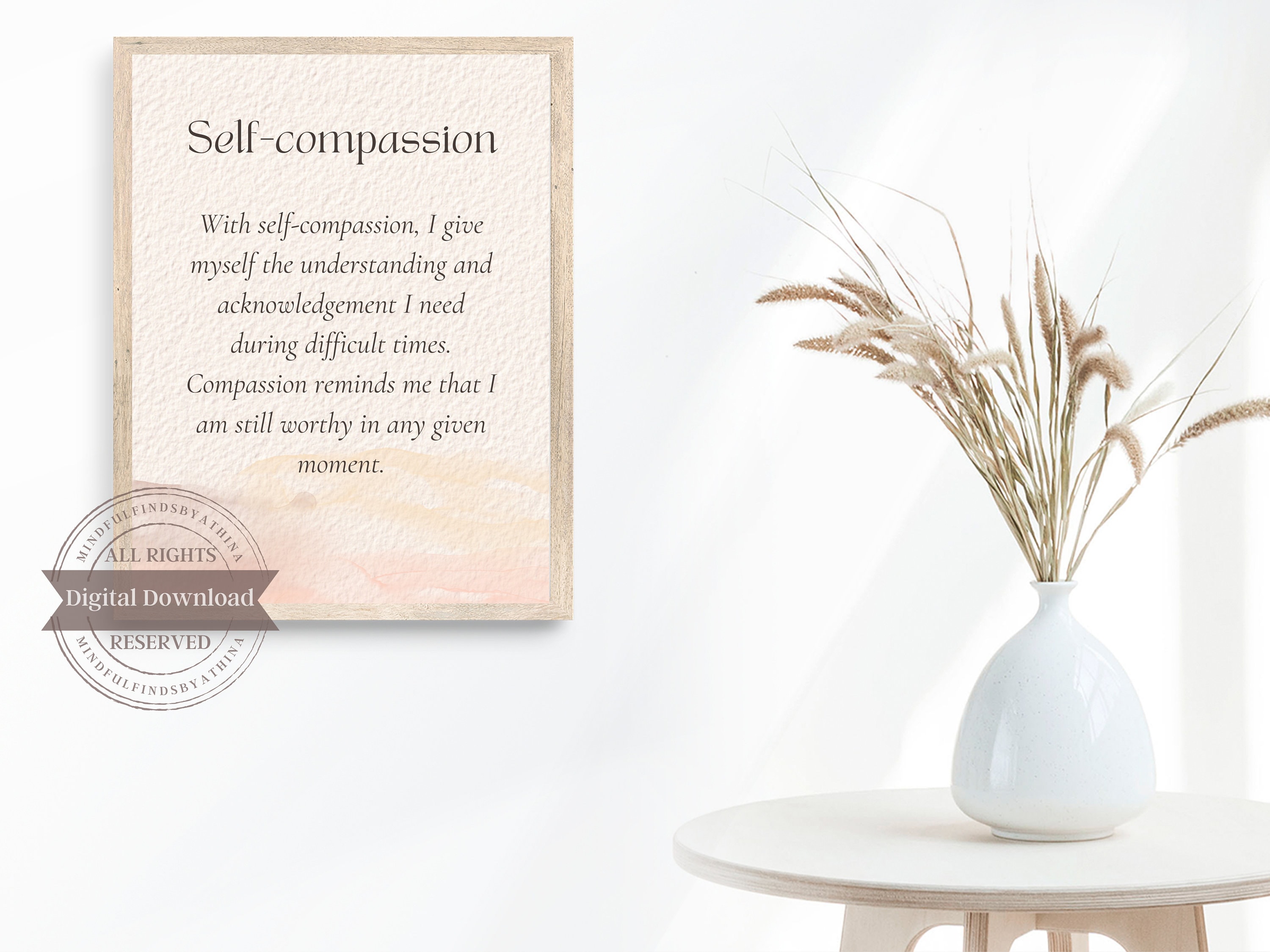 Self-compassion Wall Art Printable, Instant Download, Mental Health ...