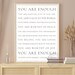 You Are Enough Printable Positive Affirmation Poster Modern Home Decor ...