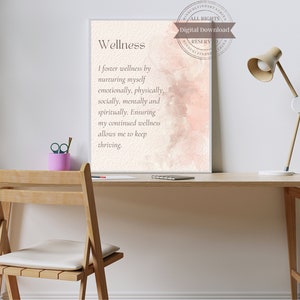 Wellness Definition Wall Art Printable | Instant Digital Download ...